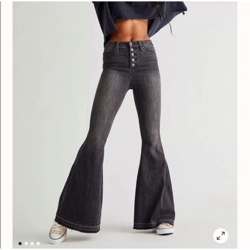 Free People Irreplaceable Flare Jeans Button Fly Raw … - Gem